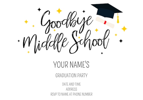 Custom Printable Middle School Graduation Invitation - Etsy