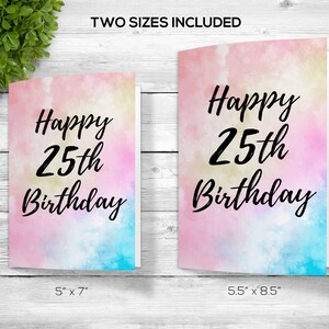Custom Printable 25th Birthday Greeting Downloadable 25th | Etsy