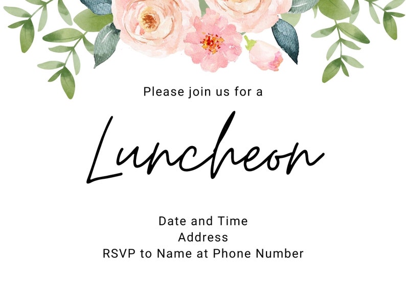 Custom Printable Luncheon Invitation, Downloadable Luncheon Invitation ...