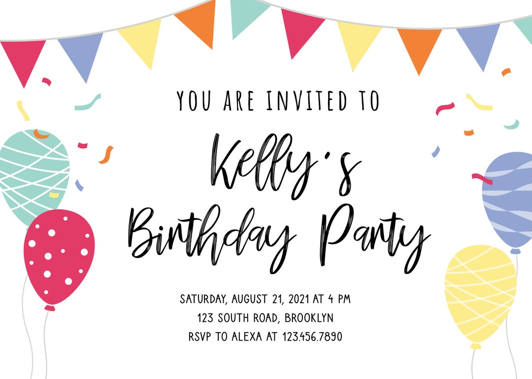Custom Printable Birthday Invitation, Downloadable Birthday Invitation ...