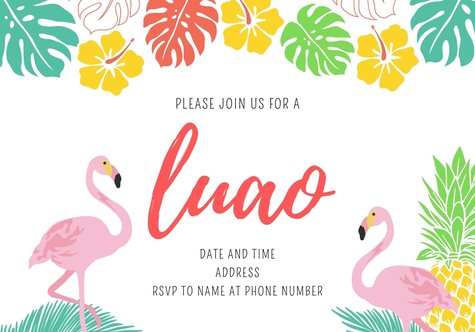 Custom Printable Luao Invitation, Downloadable Luao Invitation, Luao ...