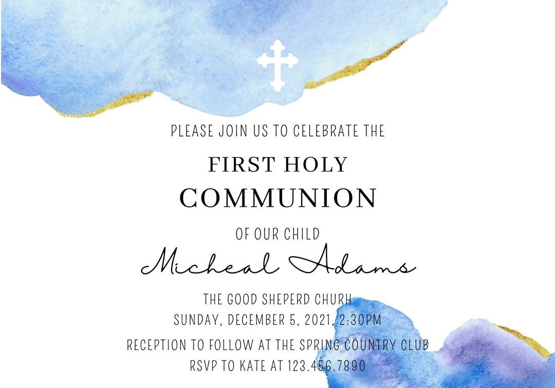 Custom Printable First Communion Invitation, Downloadable First ...