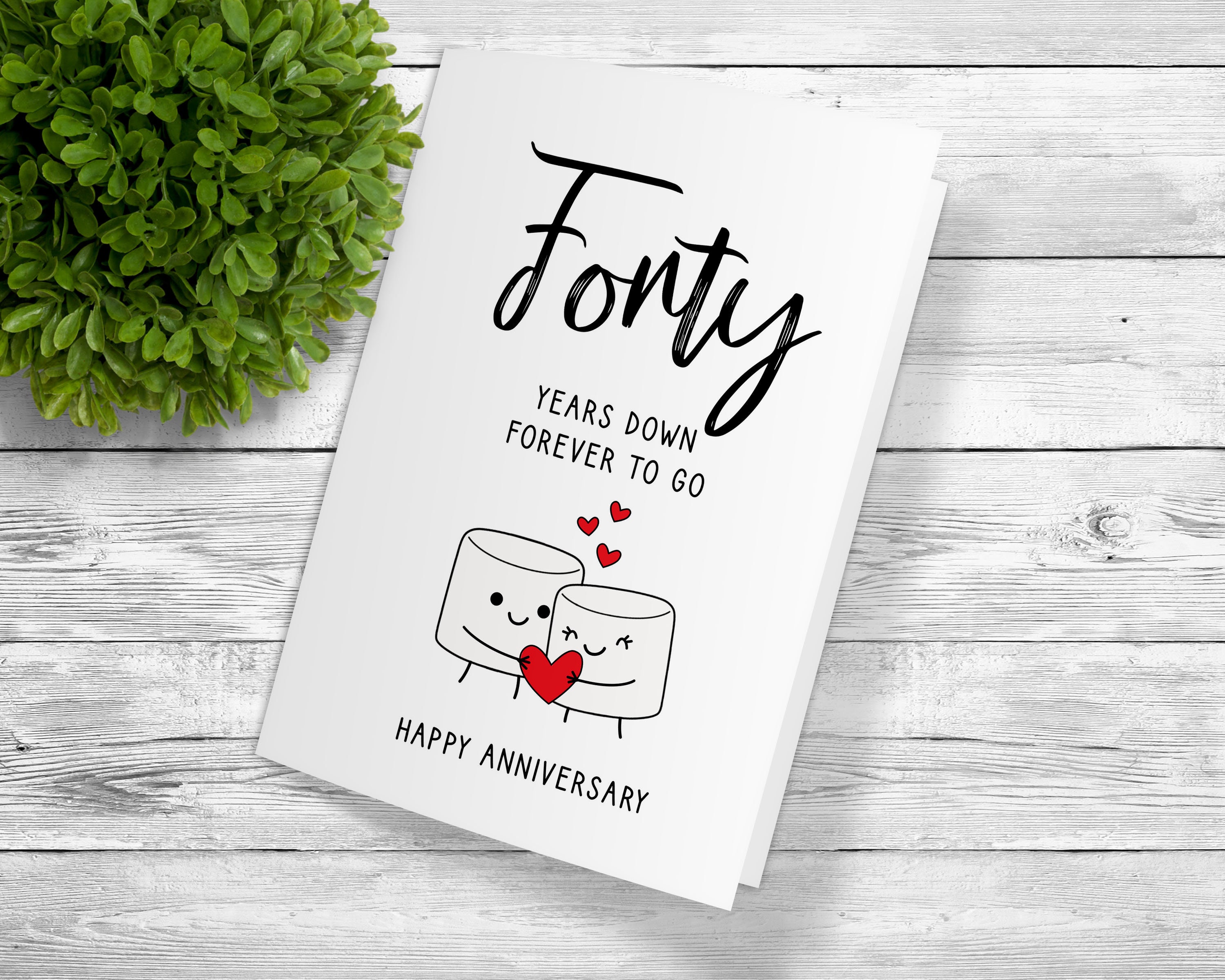 40th Anniversary Card, Printable Anniversary Card, Fortieth Anniversary ...