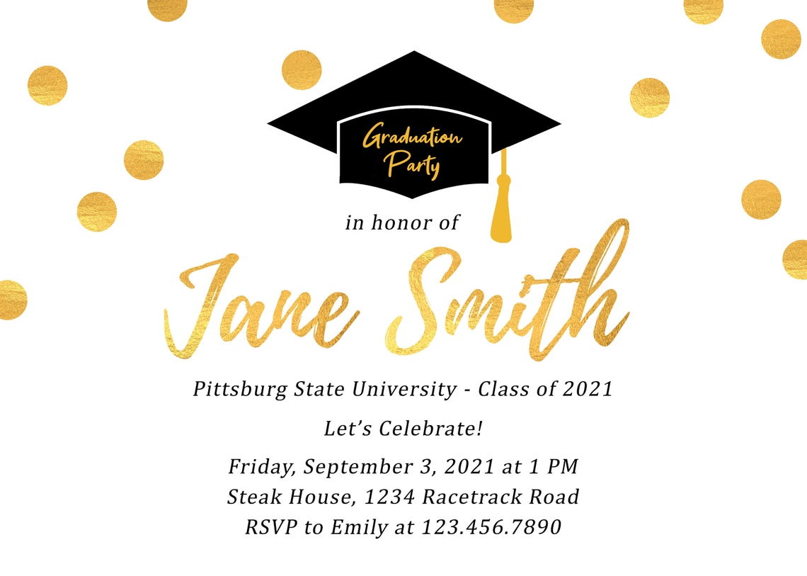 Custom Printable College Graduation Invitation, Downloadable College ...