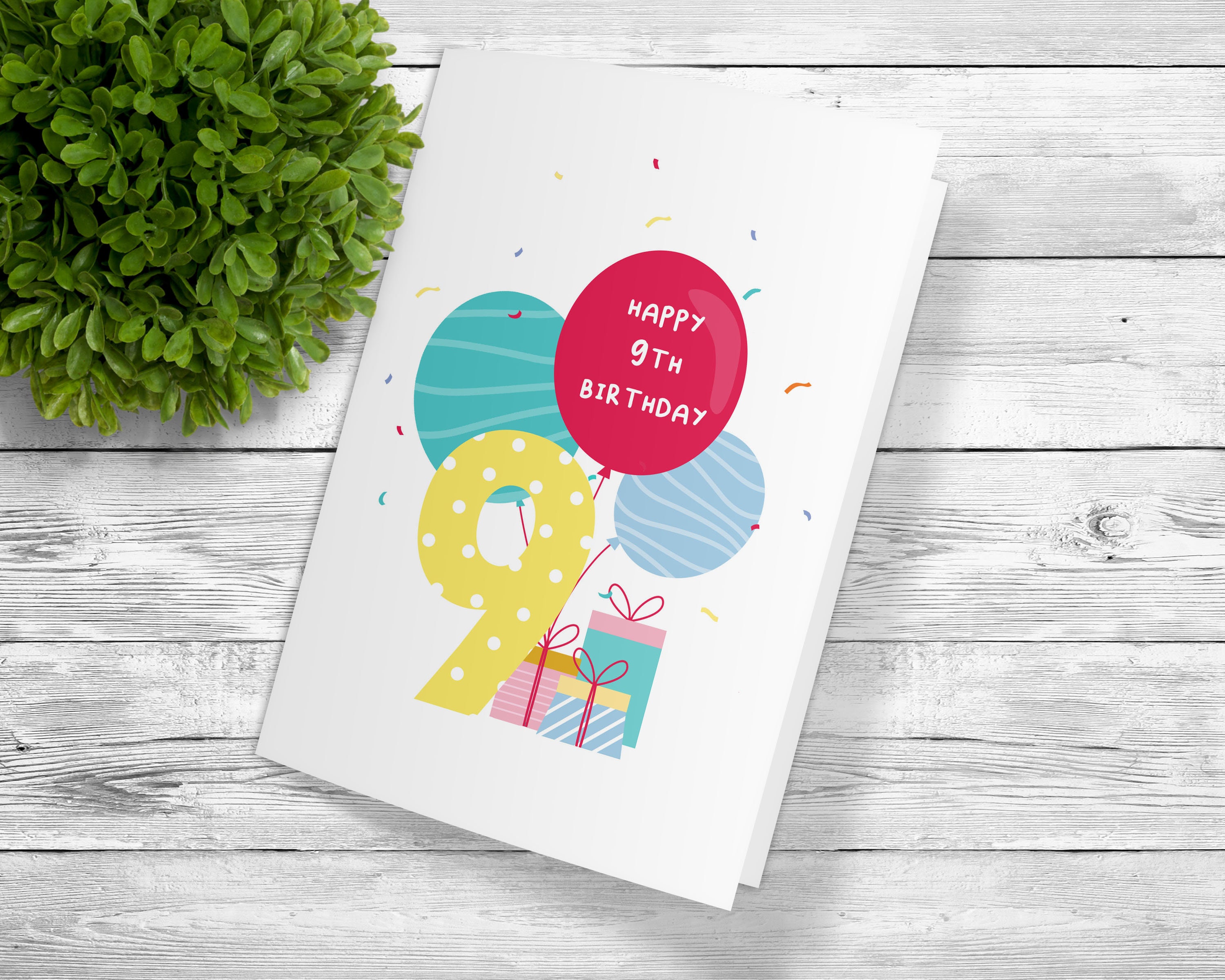 Custom Printable 9th Birthday Greeting, Downloadable 9th Birthday ...
