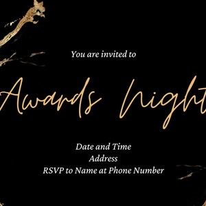 Custom Printable Awards Night Invitation, Downloadable Awards Night ...