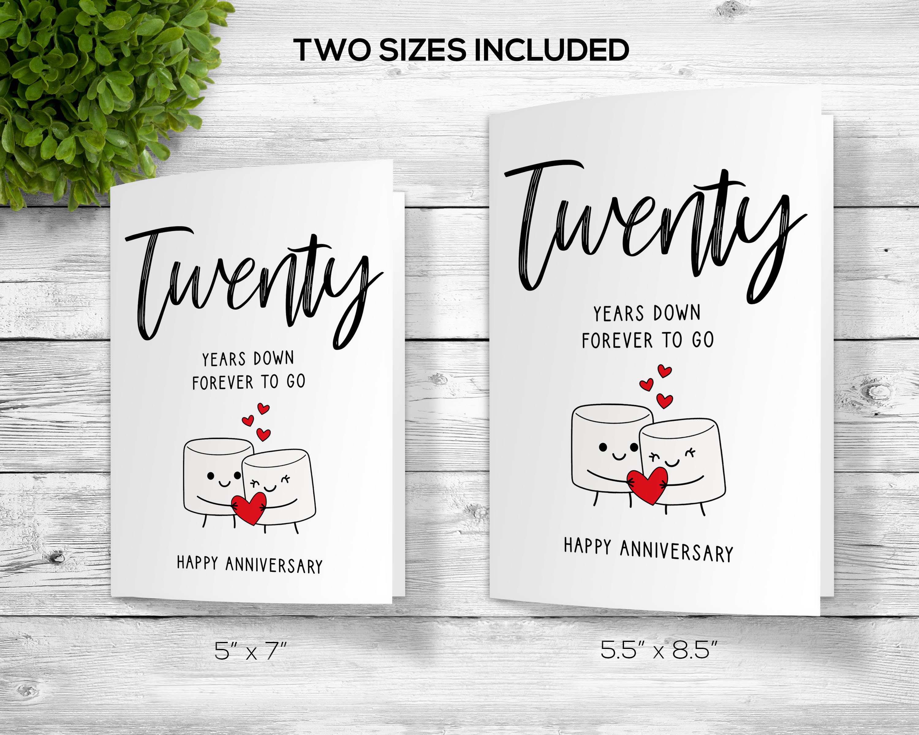 20th Anniversary Card, Printable Anniversary Card, Twentieth ...