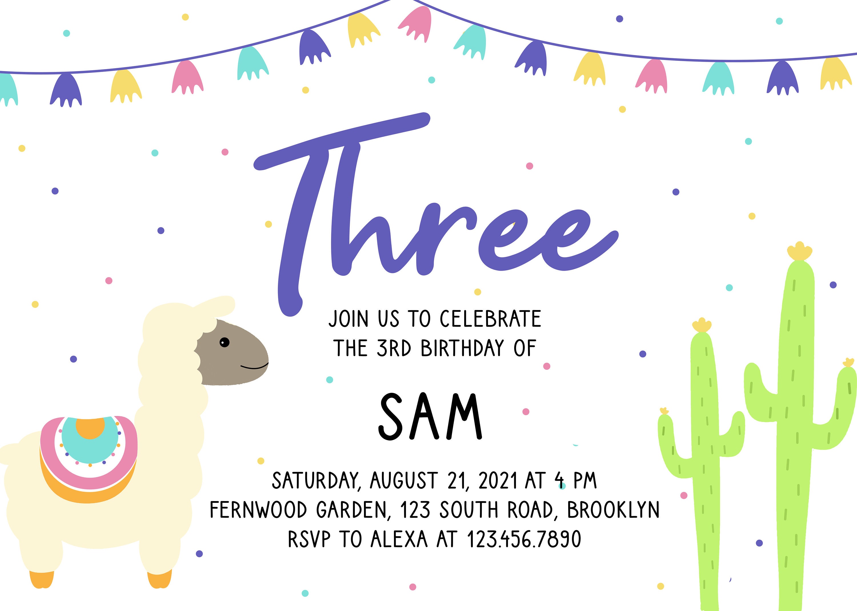Custom Printable 3rd Birthday Invitation, Downloadable 3rd Birthday ...