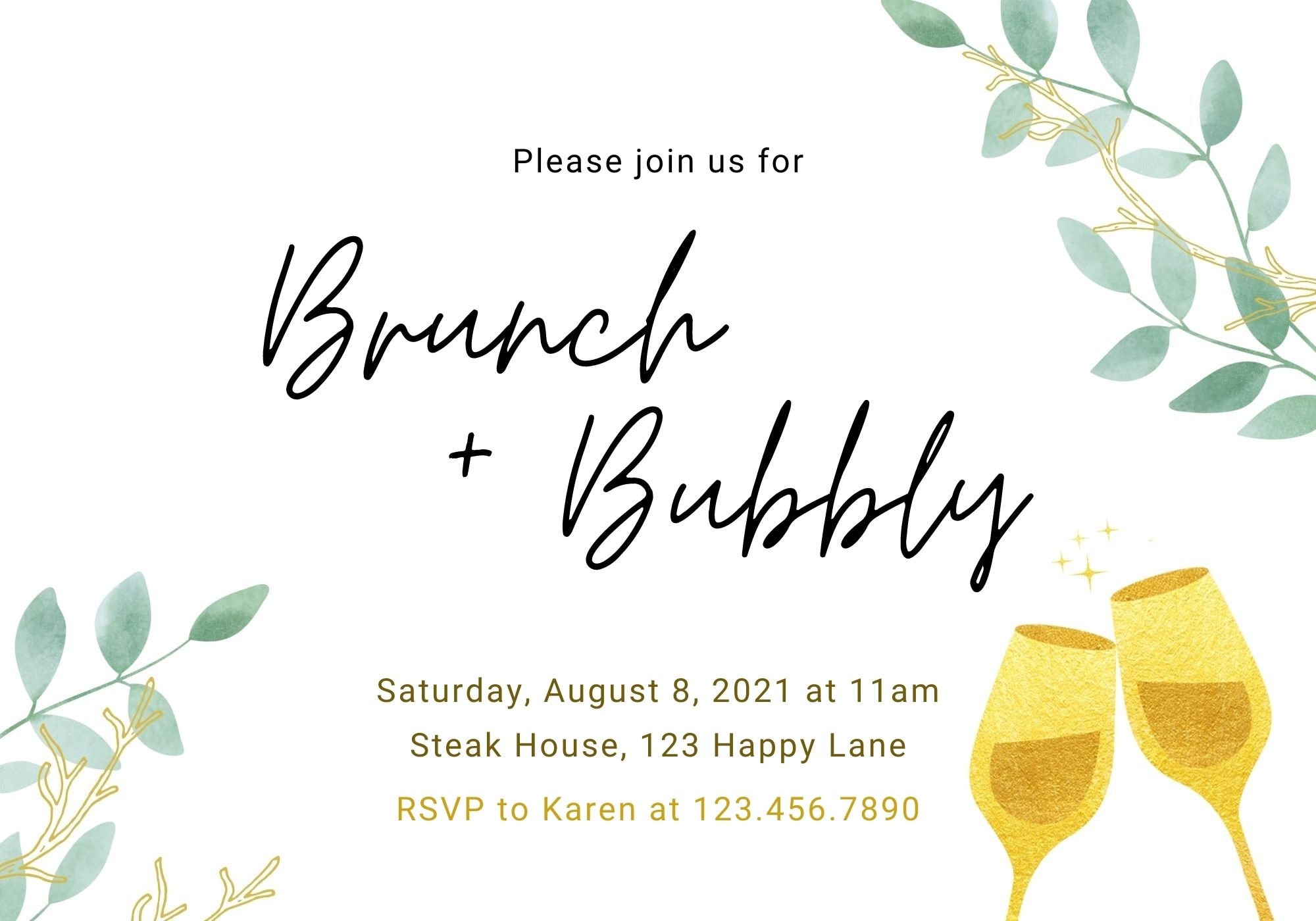 Custom Printable Brunch Invitation, Downloadable Brunch Invitation ...