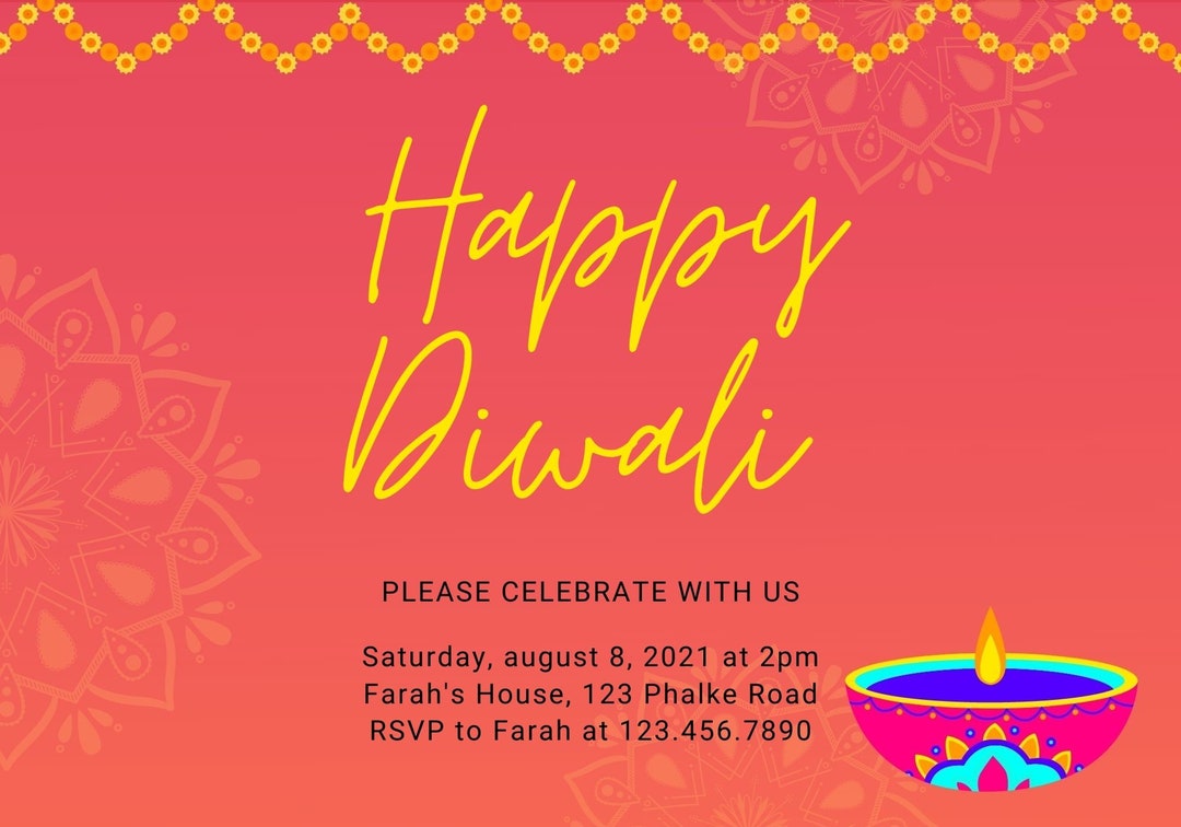 Custom Printable Diwali Invitation, Downloadable Diwali Invitation ...