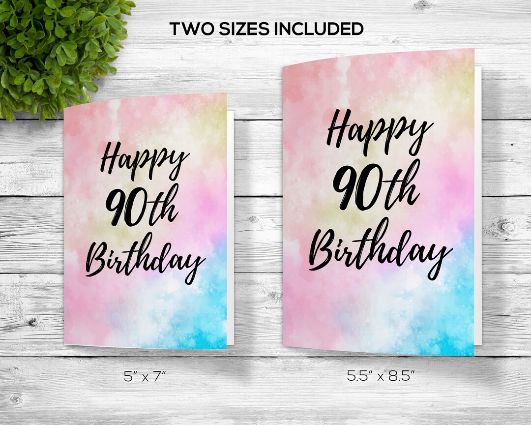 Custom Printable 90th Birthday Greeting, Downloadable 90th Birthday ...