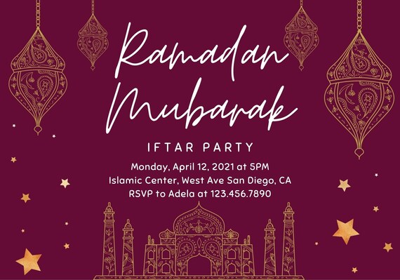 Custom Printable Ramadan Invitation Downloadable Ramadan - Etsy