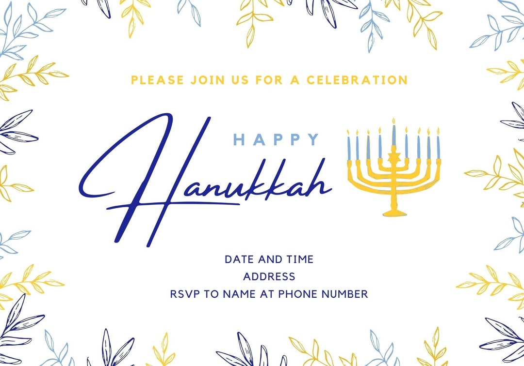 Custom Printable Hanukkah Invitation, Downloadable Hanukkah Invitation ...