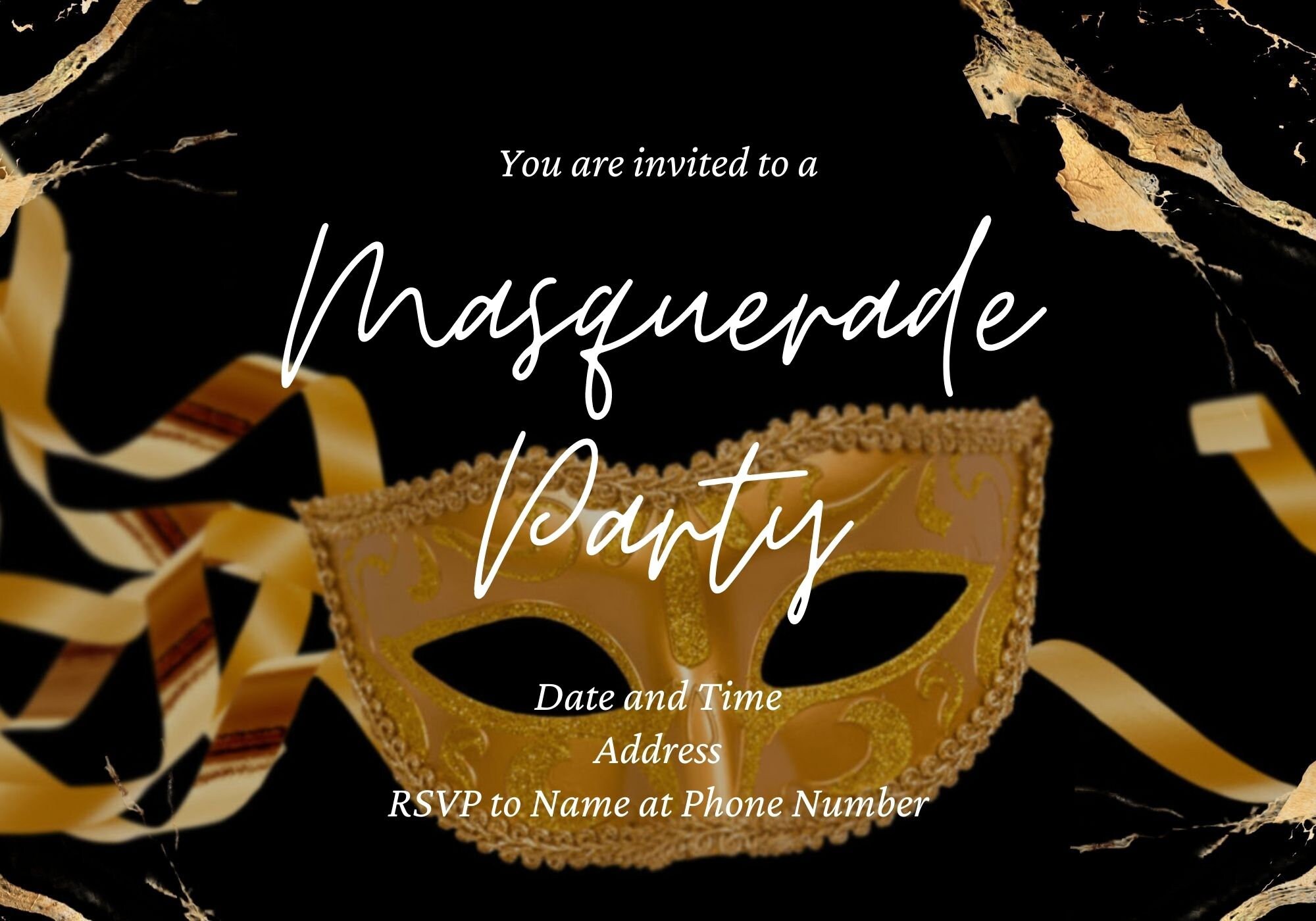 Custom Printable Masquerade Invitation, Downloadable Masquerade ...