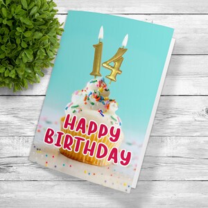 Custom Printable 14th Birthday Greeting, Downloadable 14th Birthday ...