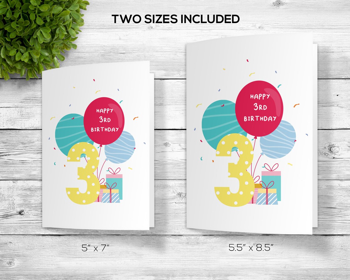 Custom Printable 3rd Birthday Greeting, Downloadable 3rd Birthday ...