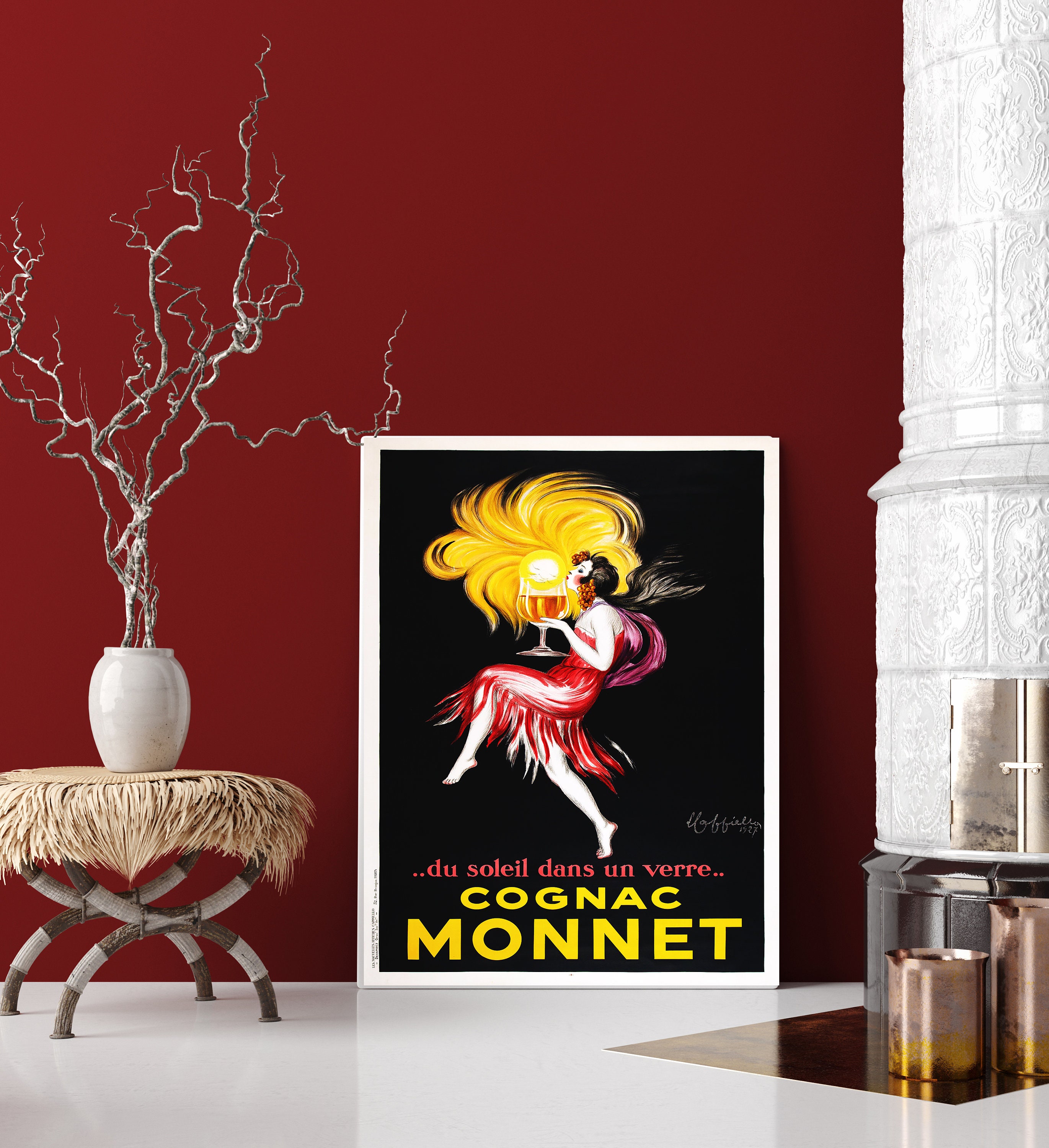 Vintage Alcohol Advertising Poster, Cognac Monnet, Vintage Bar Art, Bar ...