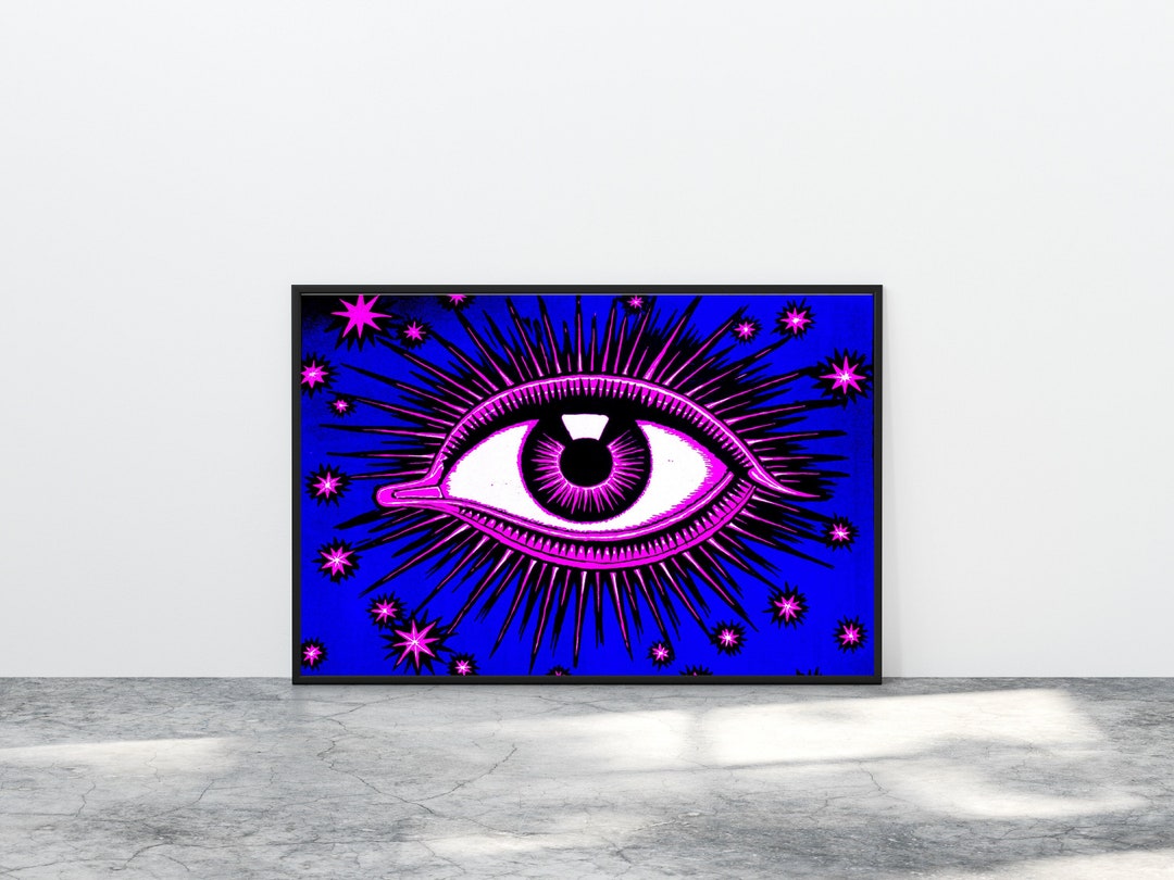 All Seeing Eye Print Pink & Blue Magic Eye Art Print Boho - Etsy