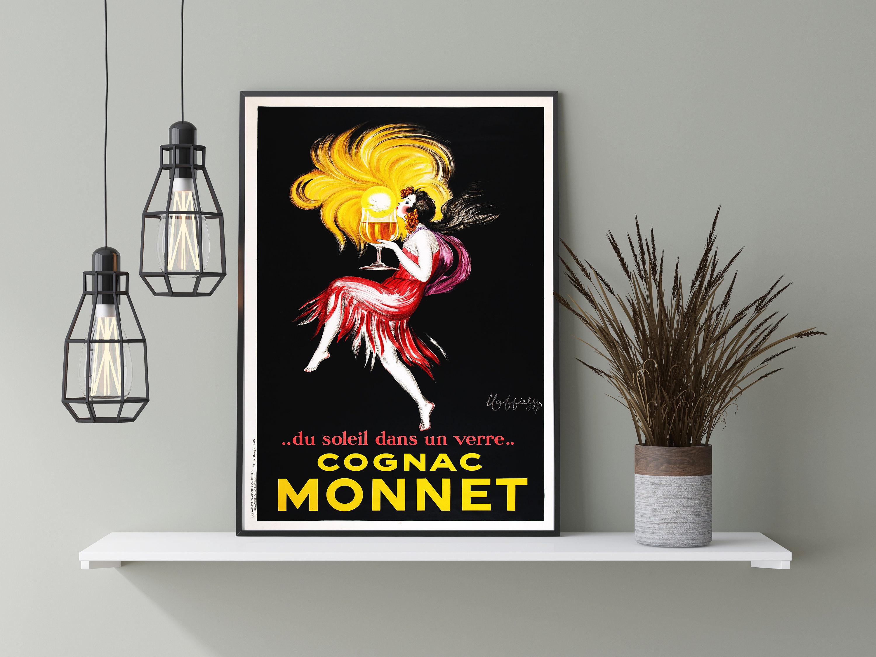 Vintage Alcohol Advertising Poster, Cognac Monnet, Vintage Bar Art, Bar ...