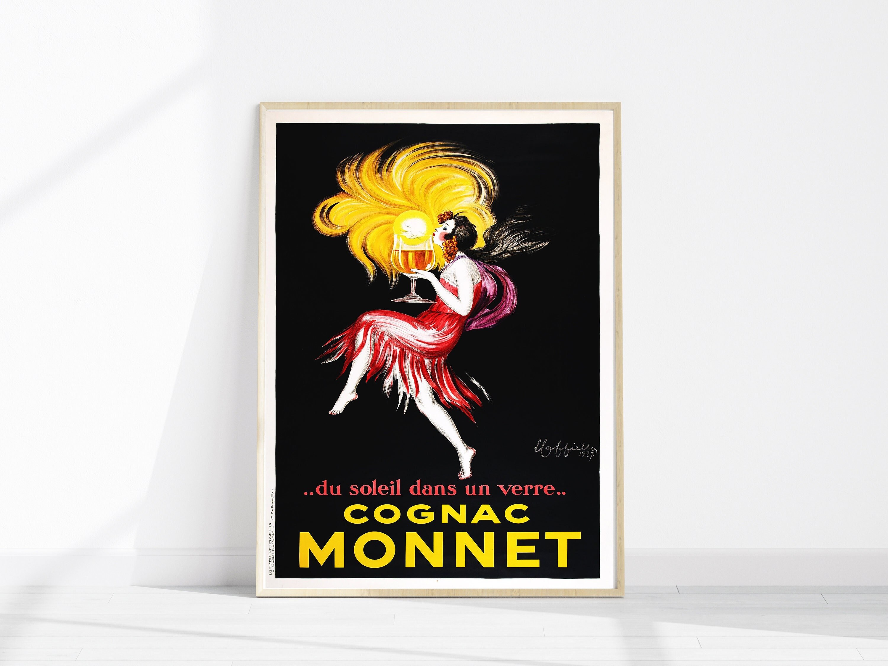 Vintage Alcohol Advertising Poster, Cognac Monnet, Vintage Bar Art, Bar ...