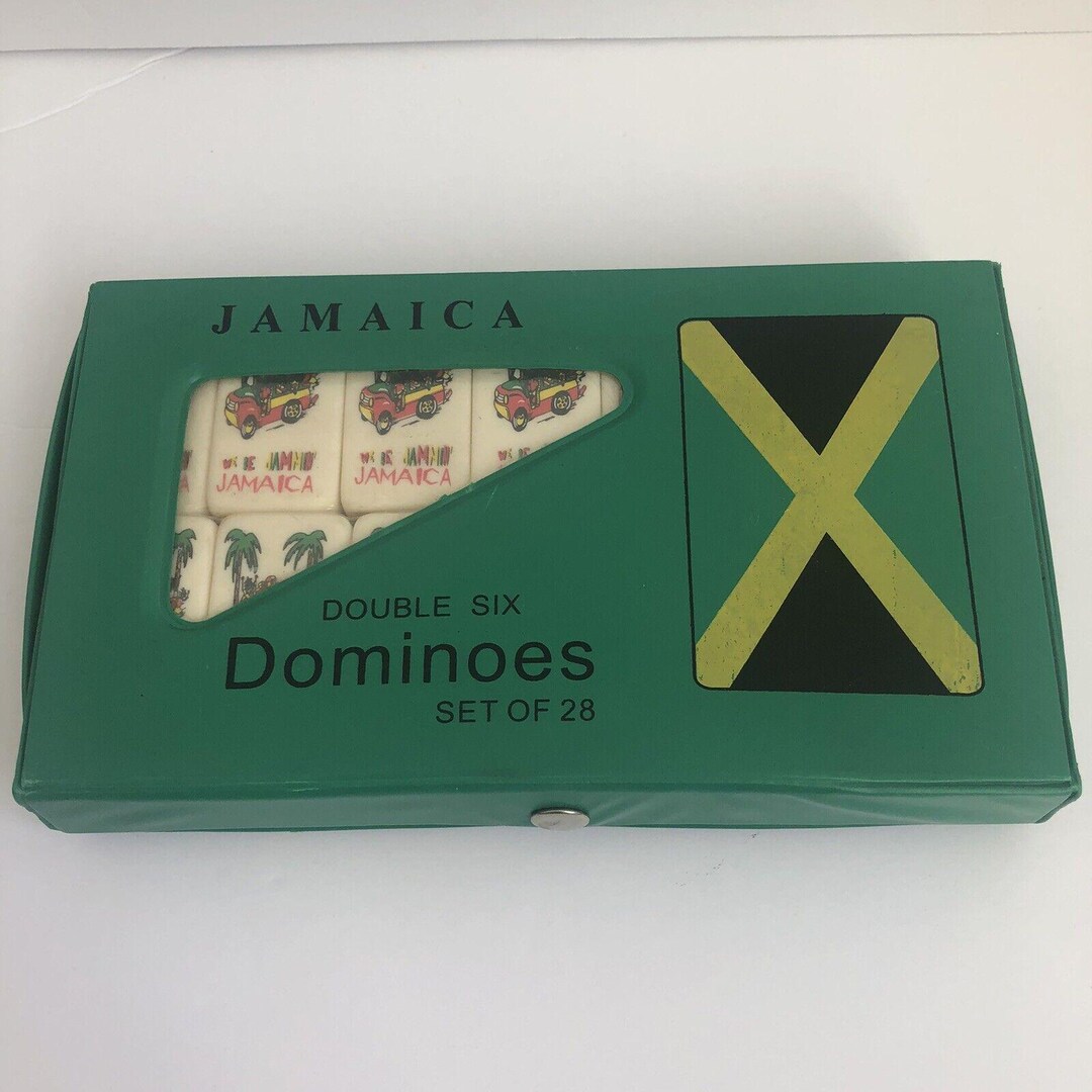 Jamaica Double Six Dominoes 28 Piece Set Vintage We're Jammin Green ...