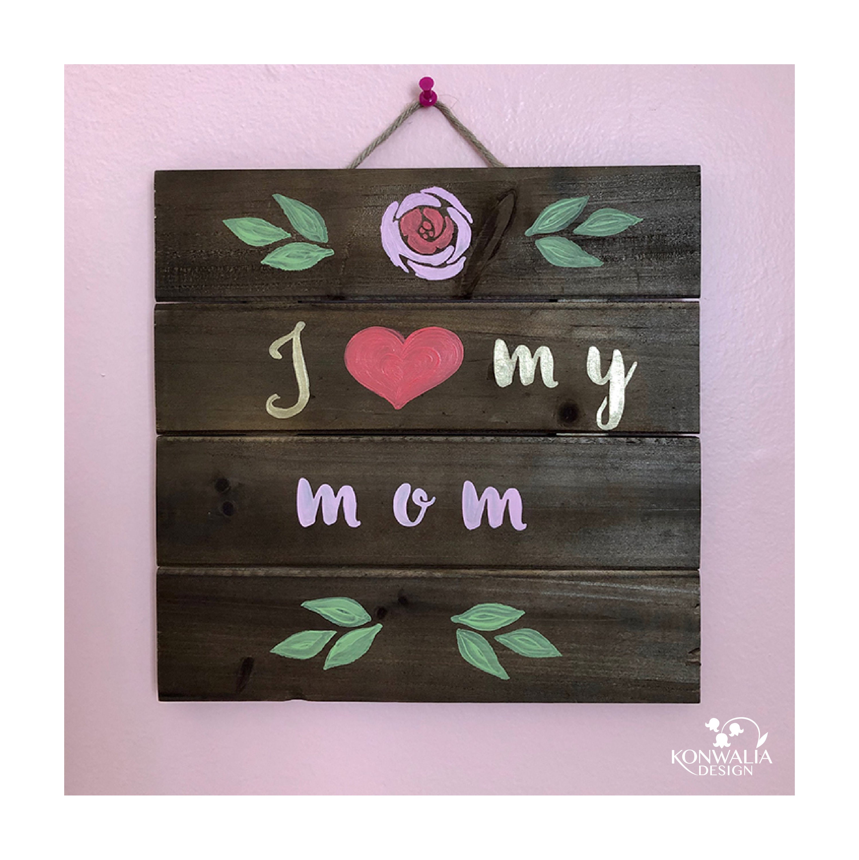 I Love My Mom Hand-painted Wood Plaque - Etsy