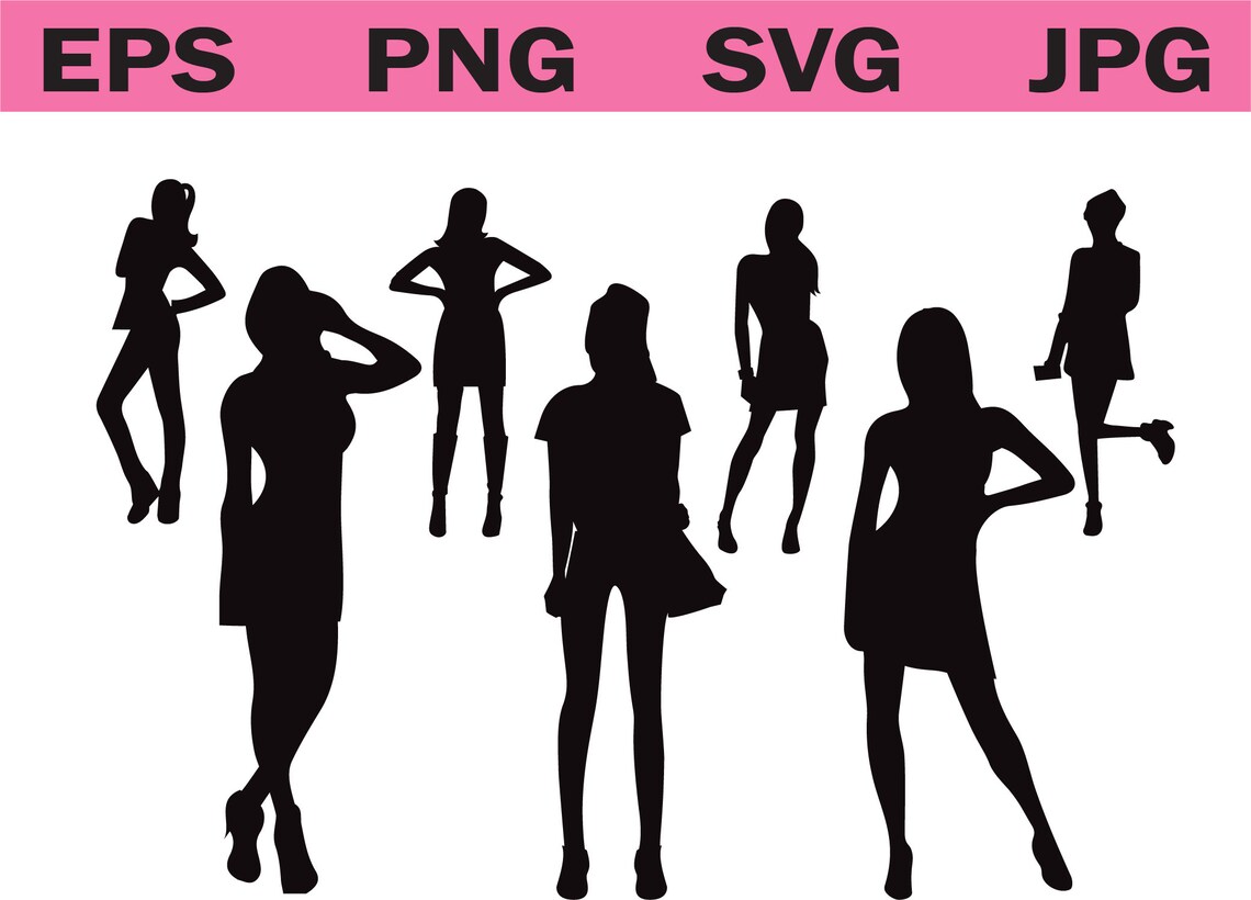 Model Silhouette SVG, Model SVG, Model Clipart, Clipart for Modeling ...