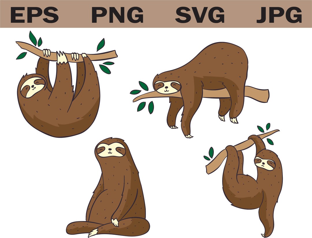 Sloth SVG, Cute Sloth SVG, Sloth Print, Sloth Clipart SVG, Clipart Svg ...