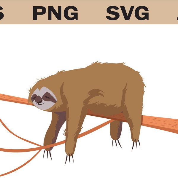 Sloth on Branch Svg - Etsy