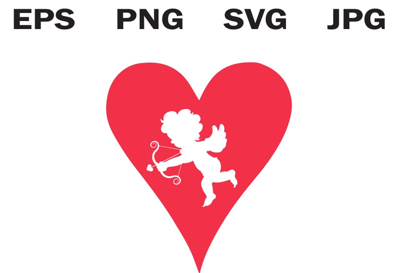 Cupid in Heart SVG, Cupid Clipart, Clipart for Valentines, Valentines ...