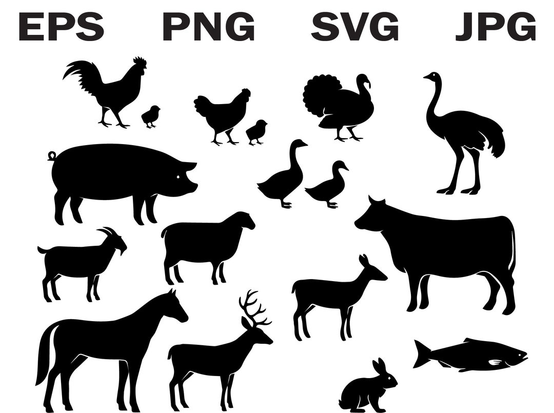 Farm Animal Silhouette, Farm Silhouette, Farm Animal Clipart, Clipart ...