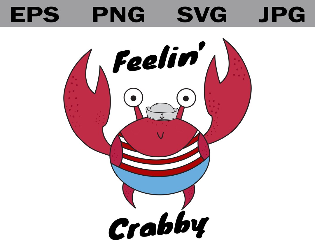 Feelin Crabby Design, Feeling Crabby Clipart, Crab Clipart, Sailor Crab ...
