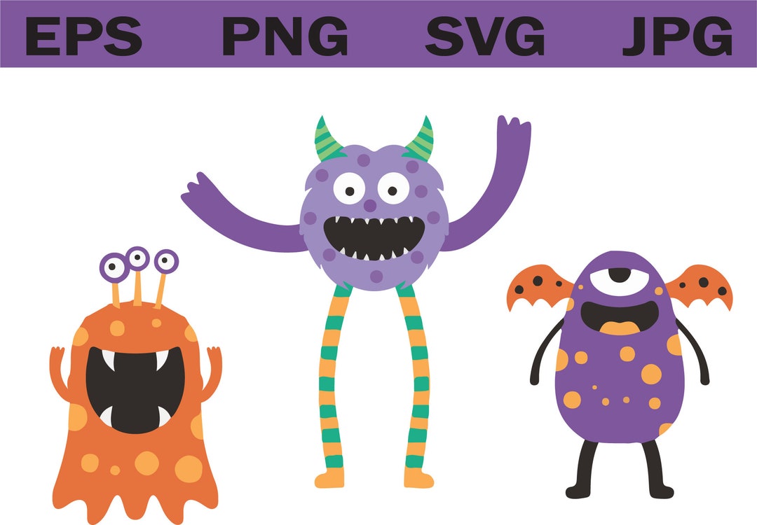 Cute Funny Monster SVG. Cute Monster Clipart, Kid Monster Clipart, Kid ...