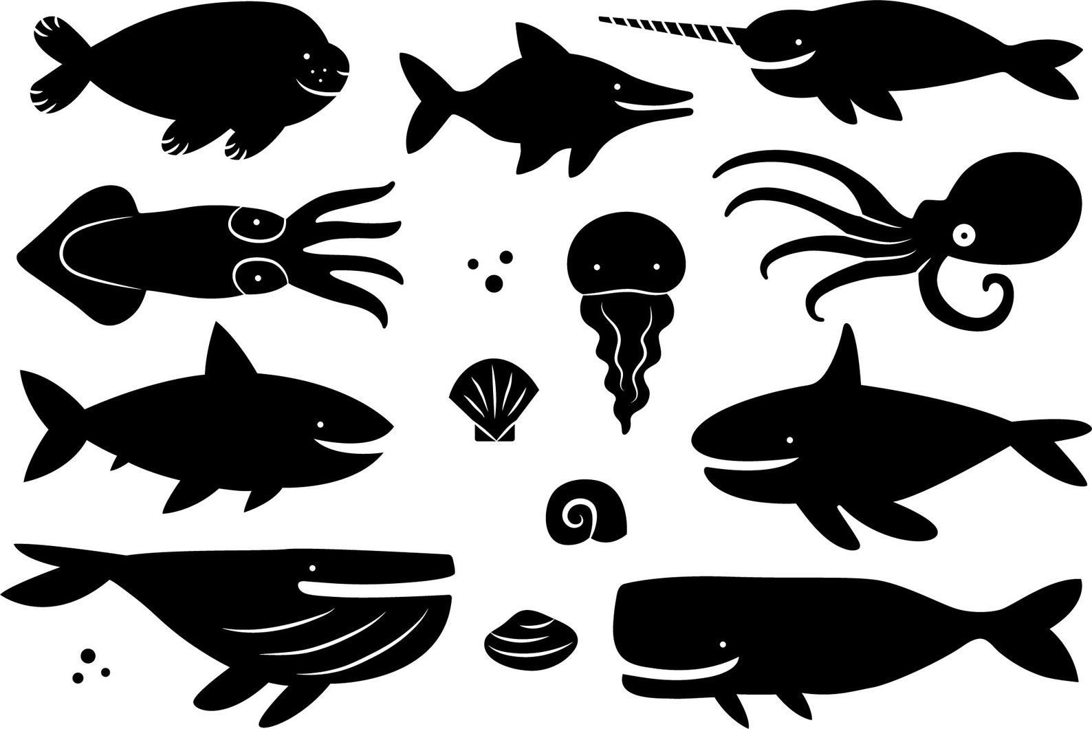 Zeedier silhouet, Oceaan SVG, Vis SVG, vissen clipart, oceaan clipart ...