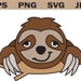 Cute Sloth Face SVG, Sleepy Sloth, Cute Sloth SVG, Sloth Print, Sloth ...