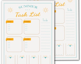Summer Bucket List Printable, Editable Checklist for Kids Poster, Fun ...
