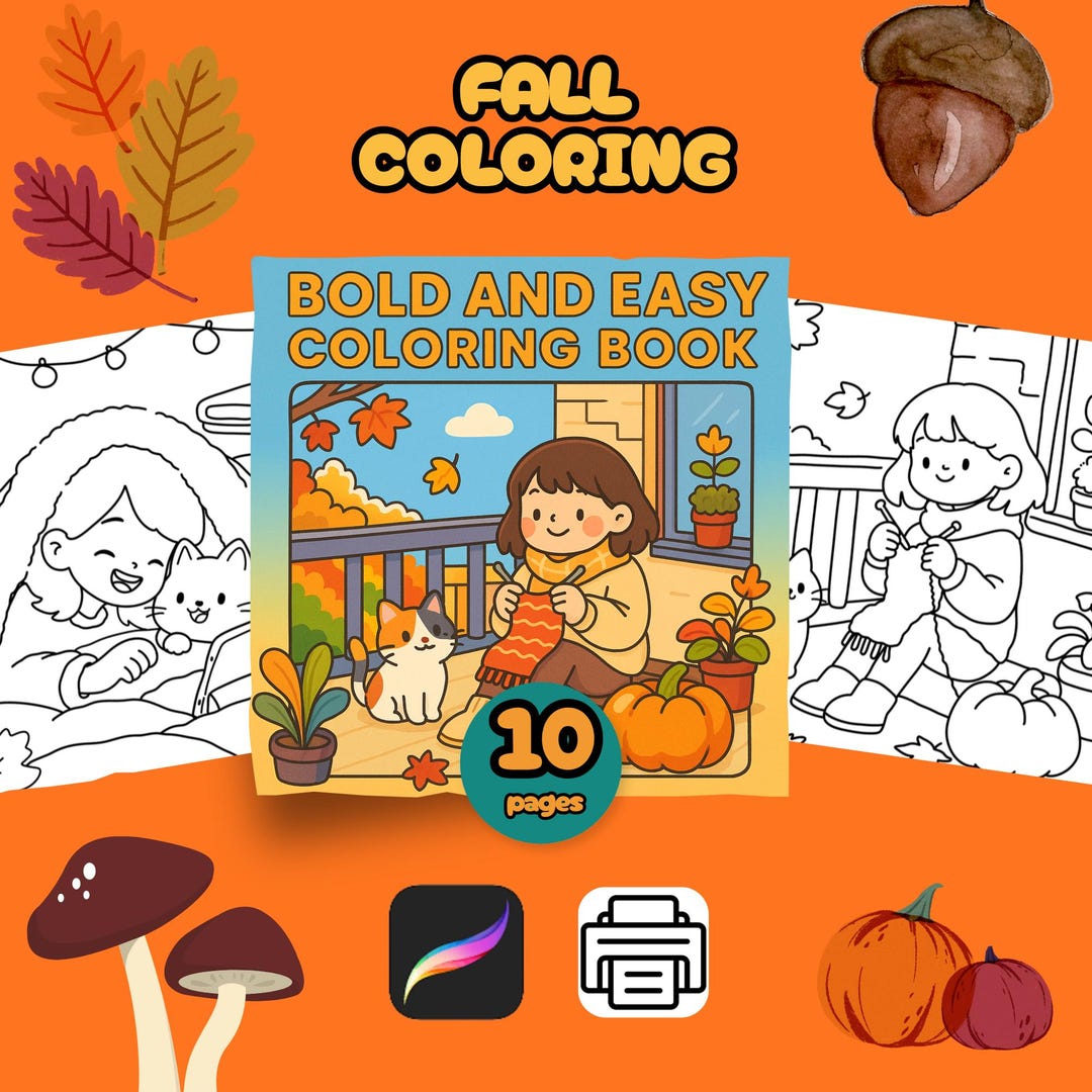 Bold & Easy Fall Coloring Pack – 10 Printable Pages | Kids and ...