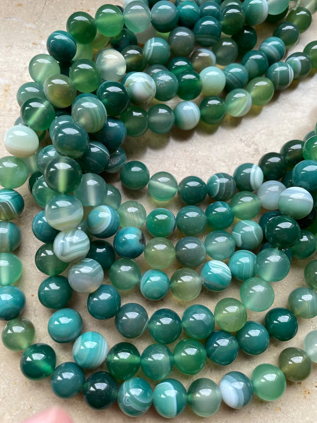Strand Agate 10 Mm NEW Green for Necklace Bracelet Band Agate Striped ...
