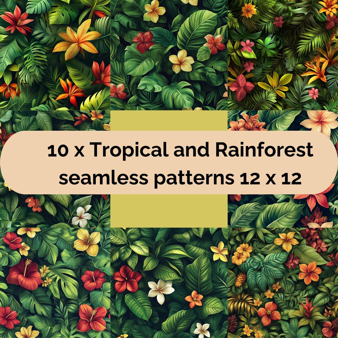 10 Tropical Rainforest Patterns 12x12 Digital Paper for Crafting - Etsy