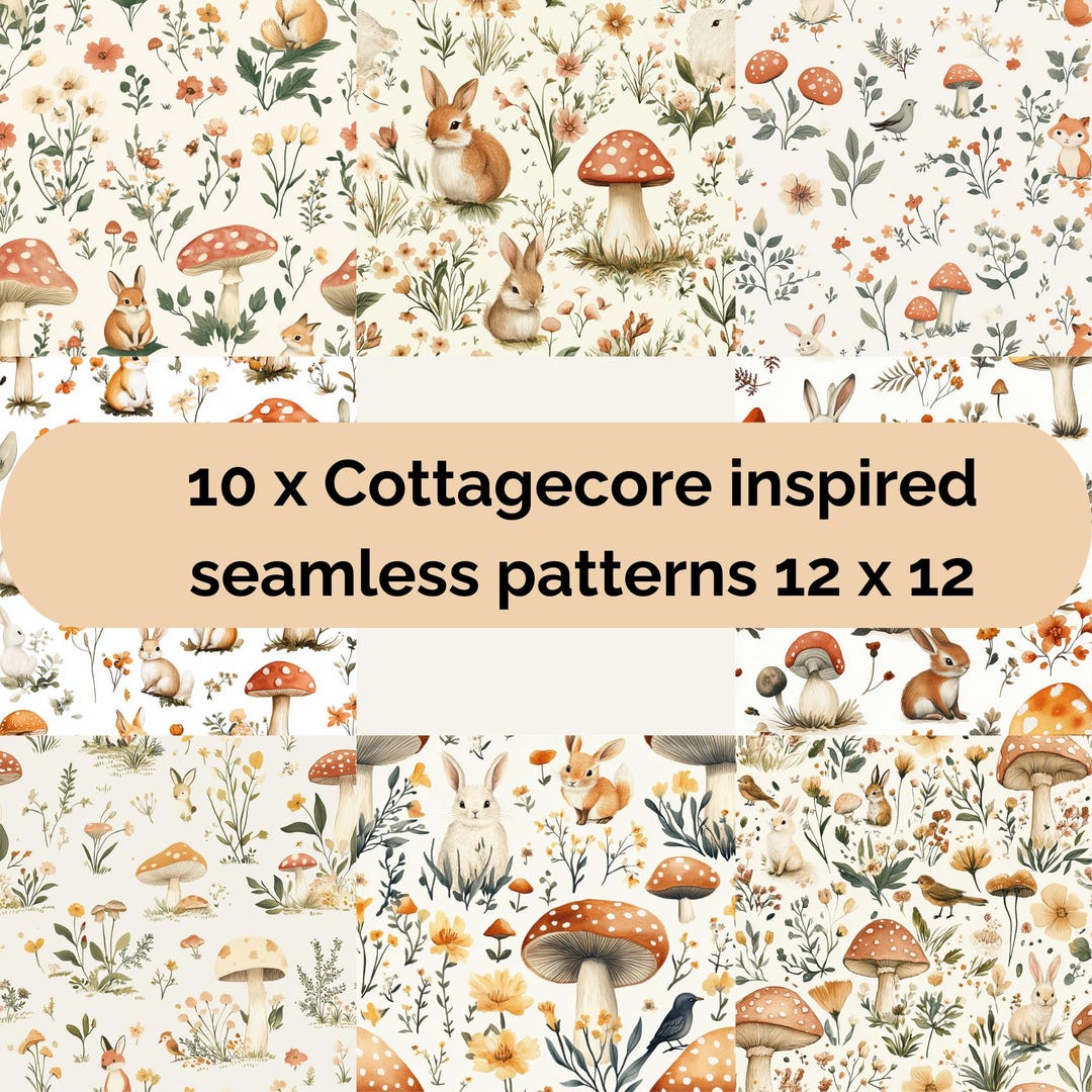 Charming Cottagecore Digital Papers 10 Nature-inspired Patterns for DIY ...