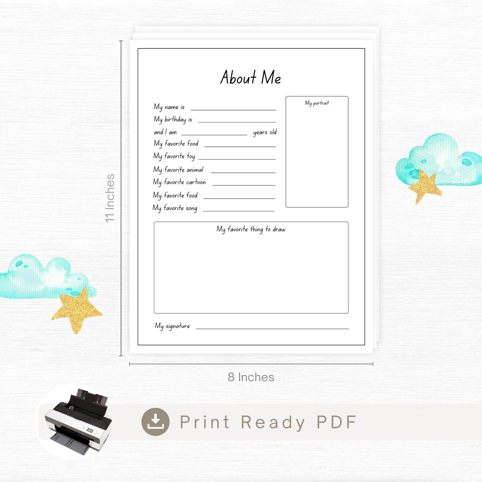 Kids Daily Journal: 30-day Writing & Drawing Template (digital Download ...