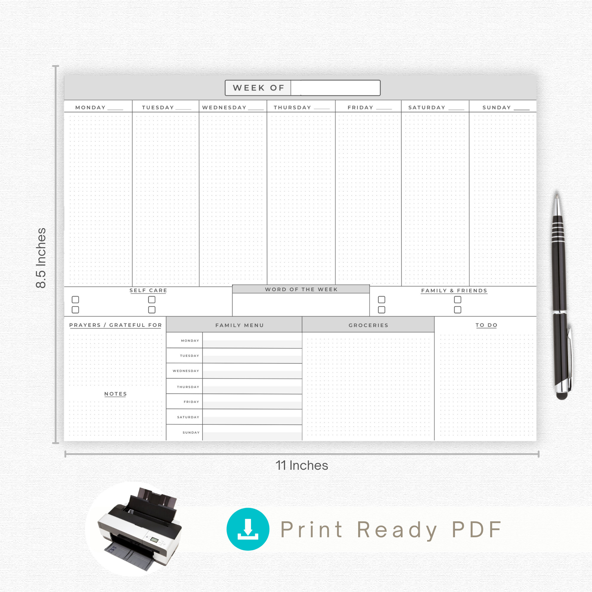 Daily Family Planner Printable Weekly Meal Planner Family - Etsy