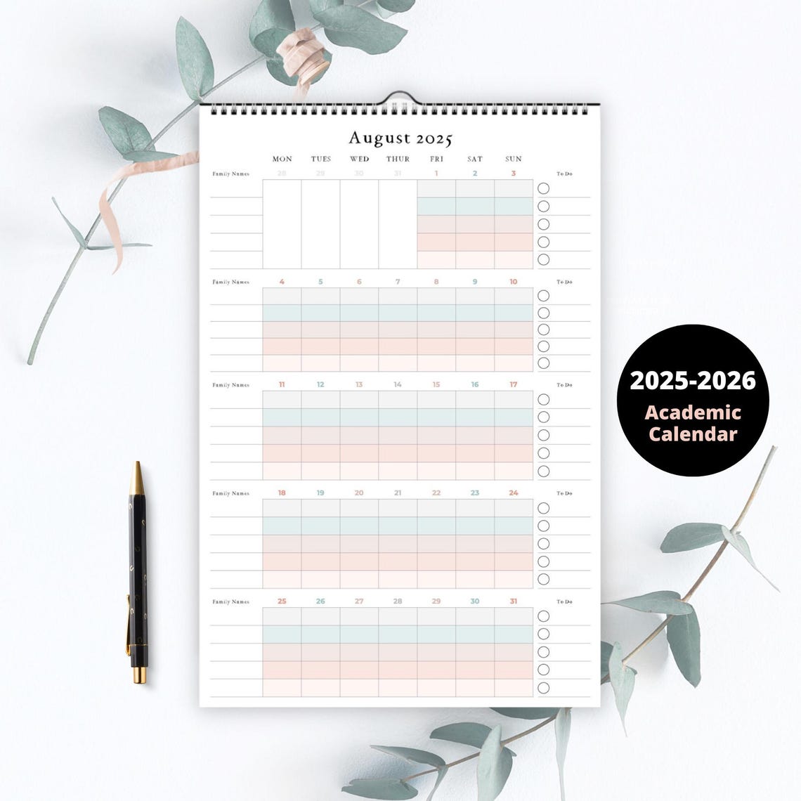 Academic Wall Calendar 2025-2026 – Large Student Planner July 2025 to ...