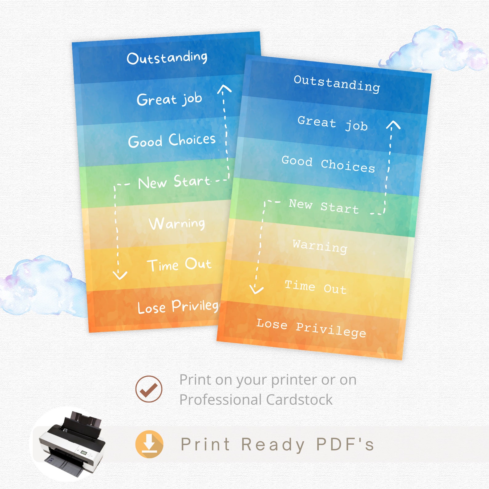 Watercolor Kids Behavior Chart: Editable Responsibility Tracker ...
