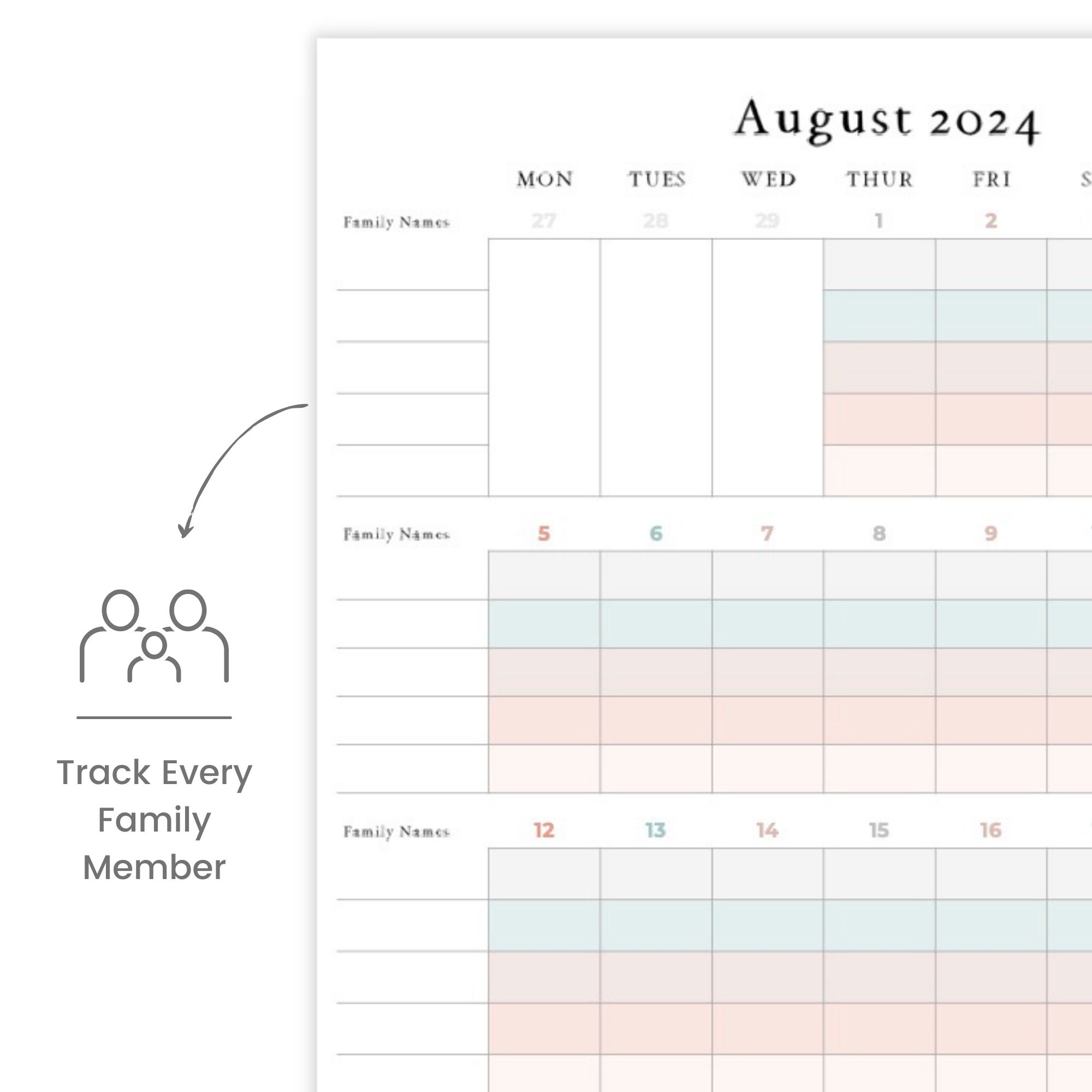 2024 Family Wall Calendar A3 Size, Family Planner and Schedule All in ...