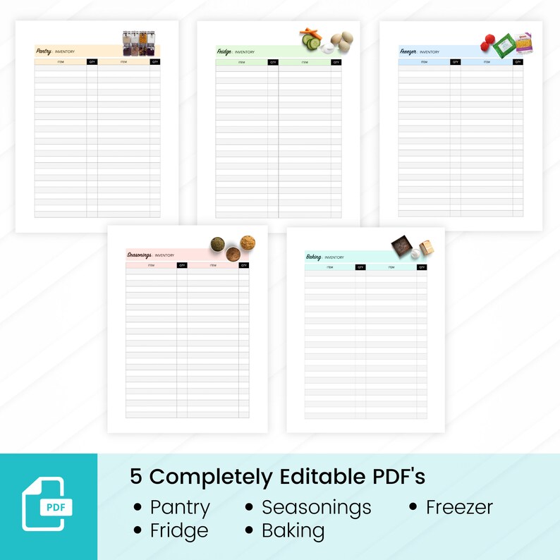 Kitchen Inventory Printable: Pantry, Fridge, Freezer, Baking (editable ...