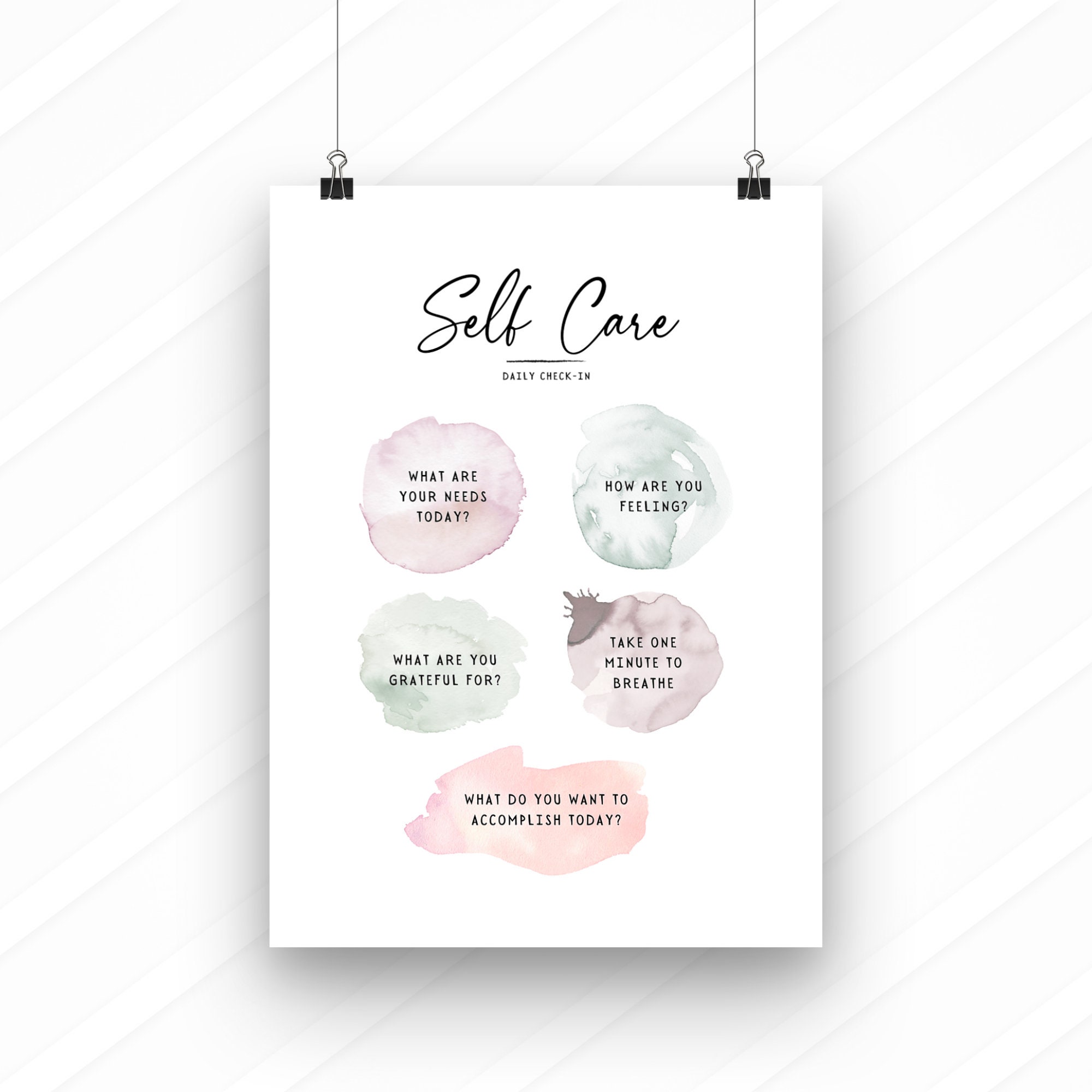 Self Care Wall Art, Wellness Art, Mental Health, Well Being Print, Self ...