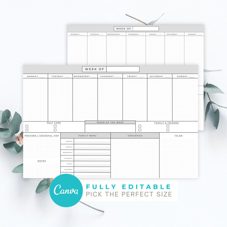 Daily Family Planner Printable Weekly Meal Planner Family - Etsy