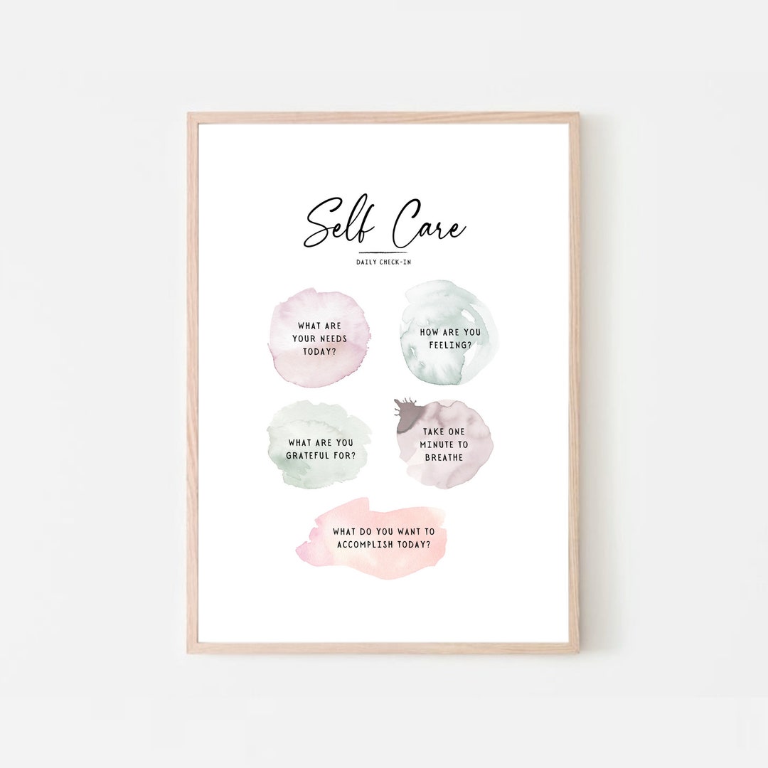 Self Care Wall Art, Wellness Art, Mental Health, Well Being Print, Self ...