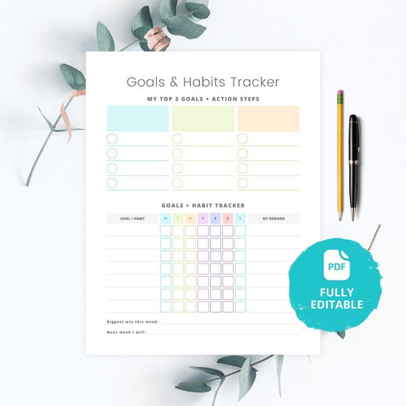 Monthly Habit Tracker Printable to Break a Bad Habit - Etsy